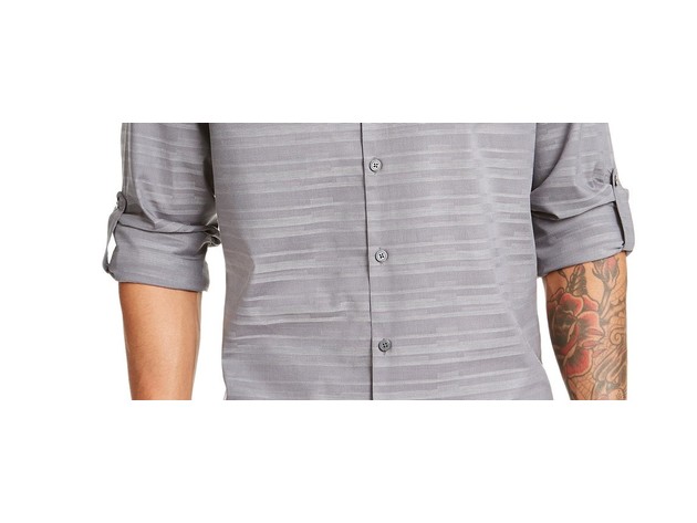 Alfani Men's Linear Dobby Shirt Gray Size Small | StackSocial
