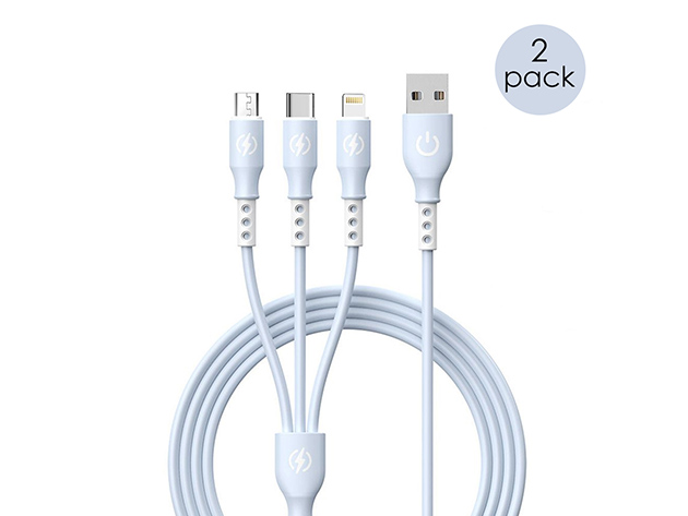3-in-1 Fast Data Transfer & Charging Multi-Cable (Blue/2-Pack ...
