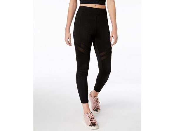 Material Girl Juniors Mesh Inset Leggings Black Size Large | StackSocial