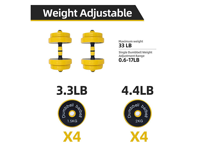 Nice C Adjustable Dumbbell Barbell Set (66lbs barbell/33 lbs dumbbell ...