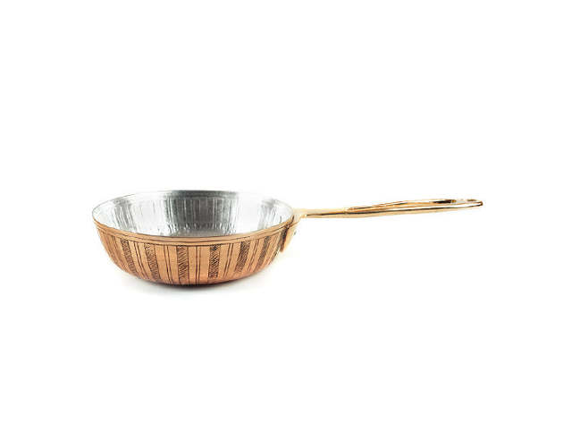 Copper Frying Pan with Lines Decor 9" | StackSocial