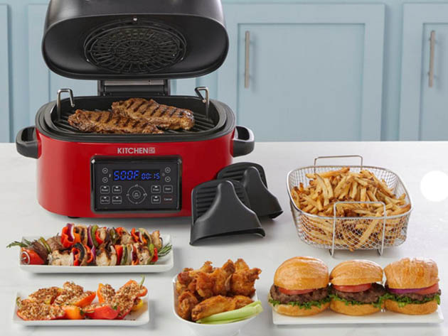 Kitchen HQ 6.5QT 7-in-1 Air Fryer Grill with Accessories - Red (Open ...