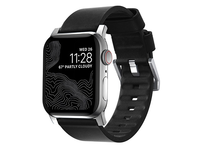 Active Strap: Modern Leather Strap for Apple Watch (Black/Silver ...