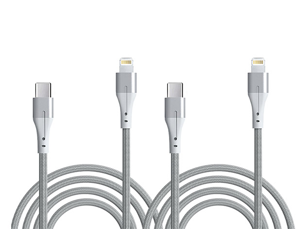 Braided MFI Certified USB-C to Lightning Cable 2M (White/2-Pack ...