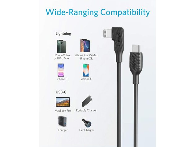 Anker USB-C to 90 Degree Lightning Cable (6 ft) | StackSocial