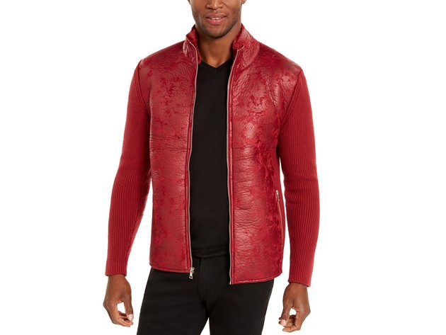 INC International Concepts Men's Textured Sweater Jacket Red Size Large ...