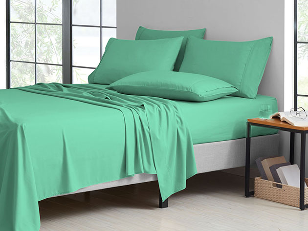 6-Piece Bamboo-Blend Comfort Luxury Sheet Set (Evergreen/Full ...