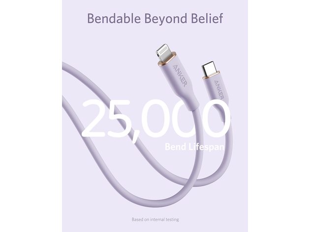 Anker 641 USB-C to Lightning Cable (Flow, Silicone) 3ft / Lilac Purple ...