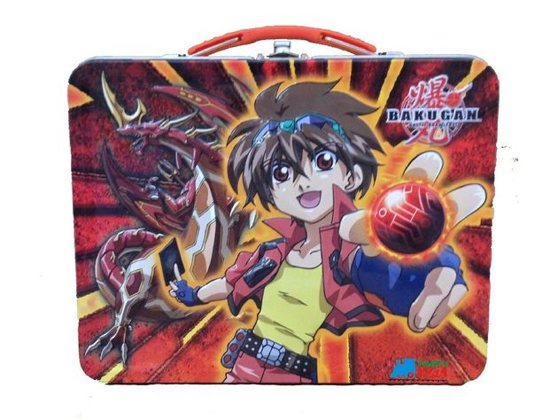 Bakugan Square Carry All Tin Stationery Lunch Box Lunchbox - Orange | Joyus