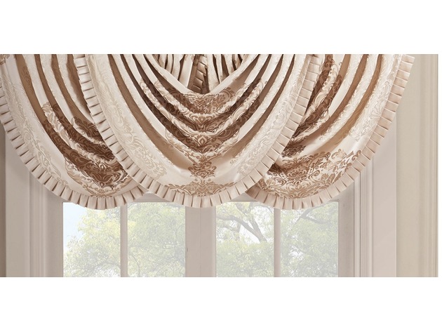 Queen Street Kennedy Jacquard Rod-Pocket Single Waterfall Valance, 33 ...