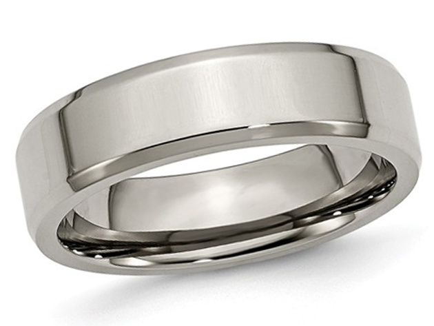 Ladies or Mens Chisel 6mm Comfort Fit Titanium Wedding Band with ...