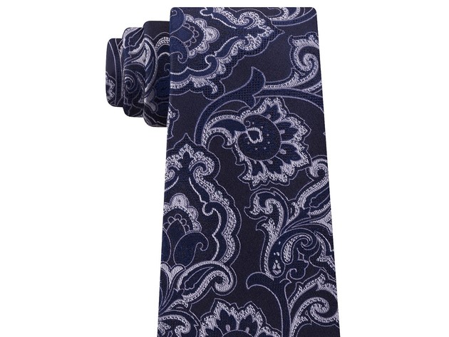 Michael Kors Men s Intricate Outlined Paisley Tie Navy Size Regular StackSocial