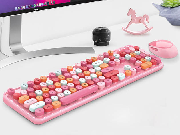 Retro Keyboard & Mouse Combo (Pink) | theChive University