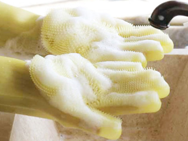 Silicone Dishwashing Gloves with Scrubbers (Yellow) | StackSocial Silicone Dishwashing Gloves with Scrubbers (Yellow) | StackSocial