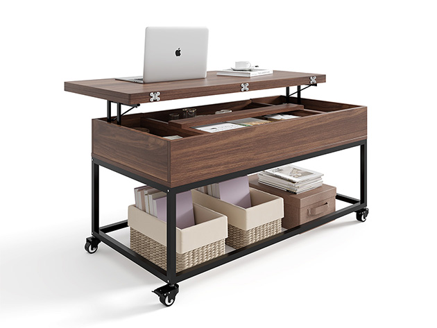 Lift Top Rolling Coffee Table with Storage | StackSocial