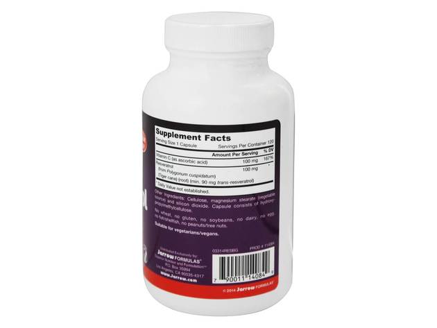 Jarrow Formulas - Resveratrol 100 mg. - 120 Vegetarian Capsules ...