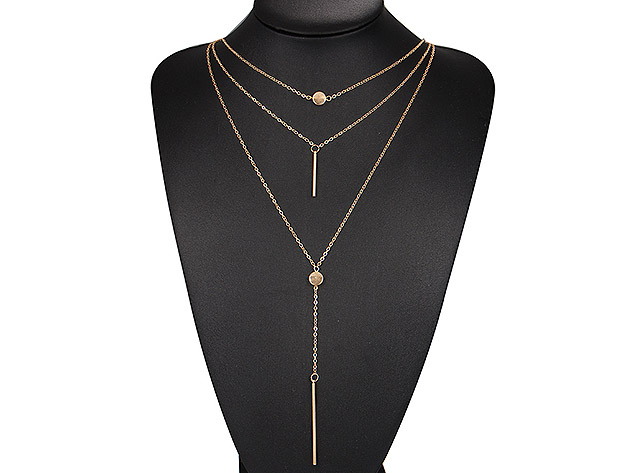 3-Piece Linear Vertical Drop 18K Gold-Plated Necklace | StackSocial