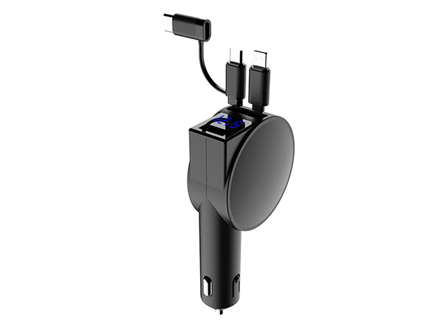 60W Fast Charger Car Adapter with Dual Retractable Cables | Entrepreneur